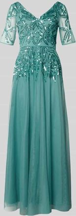 Adrianna Papell Abendkleid mit floralem Pailettenbesatz