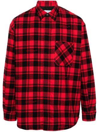 Off-white chemise en flanelle &agrave; carreaux - Rouge