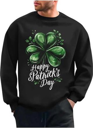 Generic Sweat-shirt de la Saint-Patrick pour homme - Pull irlandais vert - Imprim&eacute; tr&egrave;fle - Vintage - Chemisier porte-bonheur d&eacute;contract&eacute; &agrave; manches longues po