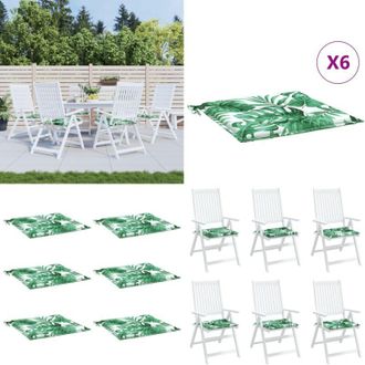 vidaXL Sitzkissen 6 Stk. Blattmuster 50x50x4 cm Stoff - Sitzkissen Innen - Sitzkissen f&uuml;r Hocker