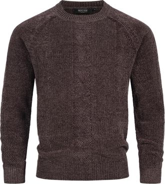 Indicode Herren INOlio Herren Pullover mit Rundhalsausschnitt | Strickpullover im Regular Fit | Klassischer Strick mit Strukturmuster Seal Brown, XXL