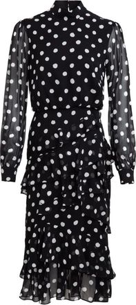 Saloni Femme, Robes, Noir, Taille: 40 FR Isa Ruffle Dress in Mono Dot