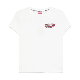 Kenzo T-Shirts mit gesticktem Logo und Rundhalsausschnitt - - Tops - Damen - Wei&szlig; - XS