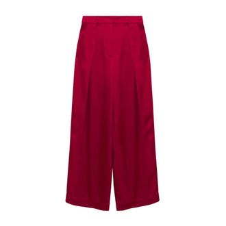 SIMKHAI Kirschfarbene Weit geschnittene Plissee-Hose - - Trousers - Damen - Rot - XS