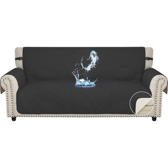 Gabrielle 3-Sitzer-Sofabezug - Wasserdichter Sofabezug mit Armlehnen, Universal-Sofabezug, sch&uuml;tzt vor Katzen und Hunden, Kratzern, rutschfest, schwarz