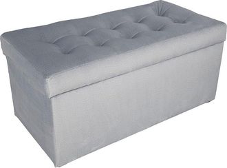 MG Design Polsterhocker 45 x 90 cm Grau mit Stauraum (ca. 100 L), robust und formstabil, bis 300 kg belastbar, komplett montiert und schnell zu reinigen - f&uuml;r W