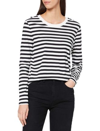 Selected Selected Femme Damen Slfstandard Ls Tee STR Noos T-Shirt, Schwarz, XS EU