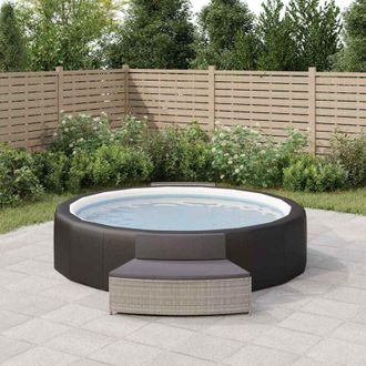 vidaXL Whirlpool-B&auml;nke mit Auflagen 2 Stk. Grau Poly Rattan Vidaxl