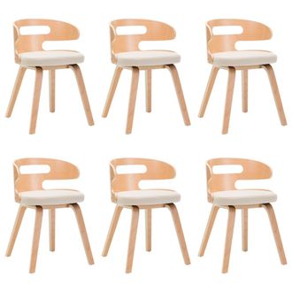 vidaXL Sedie Da Pranzo 6 Pz Crema In Legno Piegato E Similpelle Vidaxl