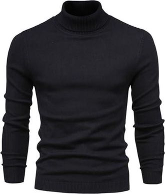 Generic Haut à col roulé pour homme, pull en tricot côtelé, coupe ajustée, manches longues, col roulé, léger, pull basique pour lautomne et lhiver, couleur un