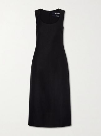 Jacquemus Robe Midi En Lin M&eacute;lang&eacute; La Robe Tablier - Noir