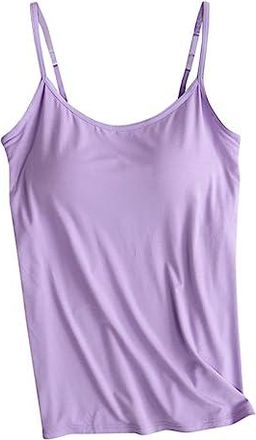 Generic Top avec Soutien Gorge Intégré, Femme débardeur avec Soutien-Gorge Bretelles Fines Rembourré Camisole Tanks Camisole Intégré Soutien-Gorge Réglable Sp