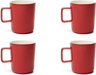 Excelsa Nordic Trendy Tassen-Set aus Porzellan, Rot, 320 ml, 4 Stück