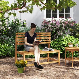 STILVORA Banc de Jardin 2 Places Convertible en Table de Pique-Nique, Dossier R&eacute;versible, Banc en Bois, Teck