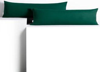 Decoking 2 Kissenbezüge 20x145 cm Jersey 100% gekämmte Baumwolle Reißverschluss flaschengrün Amber