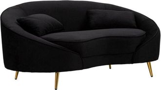 Dmora 2-Sitzer festes Sofa Gupta, lineares Sofa, Sofa für Wohnzimmer, Lineare Stoffstruktur, 148x84 h68 cm, Schwarz und Gold - Dmora