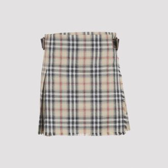 Burberry Mini-kilt en laine &agrave; carreaux Burberry
