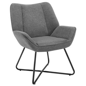 Woltu Fauteuil Relax, Fauteuil Salon, Scandinave, Rembourré, avec Dossier Haut, Pieds en Métal, en Lin, Gris Foncé