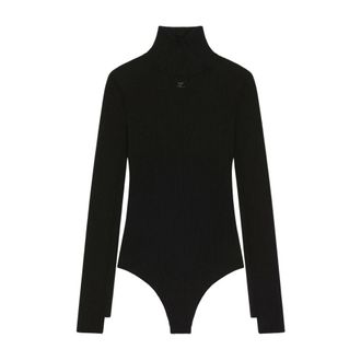 Courr&egrave;ges Femme, Tops, Noir, Taille: 42 FR Haut Noir &agrave; Col Roul&eacute; C&ocirc;tel&eacute; Manches Longues