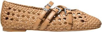 Michael Kors Femme, Chaussures, Beige, Taille: 36 1/2 EU Indy Ballerine Tress&eacute;e avec Bride &agrave; Boucle