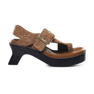 Loewe Sandalen aus geb&uuml;rstetem Wildleder mit Metallschnallen - - Shoes - Damen - Braun - 38 EU