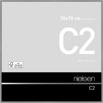 Nielsen Design Bilderrahmen, 70 x 70 cm, Aluminium, Grau matt, Posterrahmen zum Aufhängen im Hoch- & Querformat, Echtglas, C2