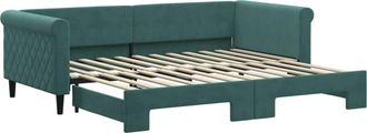 vidaXL Divano Letto Con Letto Estraibile Verde Scuro 90x200cm Velluto - Vidaxl