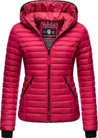 Navahoo Damen Damen leichte Übergangsjacke Steppjacke mit Kapuze Kimuk Fuchsia Gr. XS