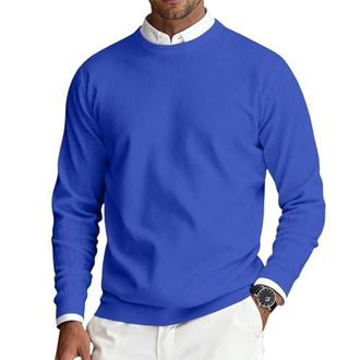 Generic Pull à col rond en tricot pour homme - Confortable - Pull classique doux - Pull dhiver chaud côtelé - Décontracté - Pull dhiver surdimensionné - T-shi