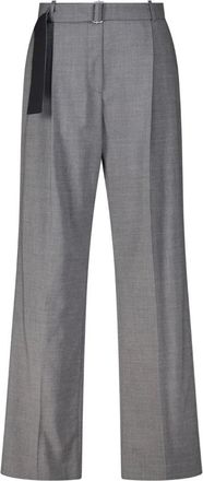 Msgm Msgm, Femme, Pantalons, Gris, Taille: 30 FR Pantalon Large en Laine avec Ceinture