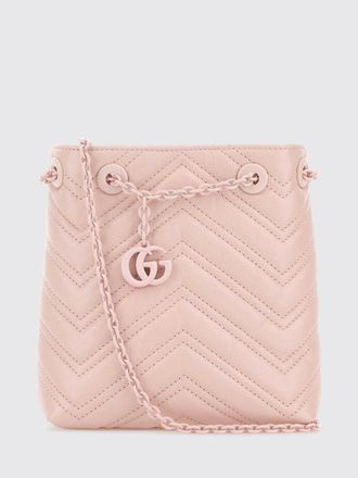 Gucci Mini sac seau GG Marmont en cuir nappa matelass&eacute; &agrave; chevrons et logo GG