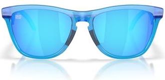 Oakley Frogskins OO9289 Lunettes de soleil rondes polarisées hybrides Bleu acide mat/saphir Prizm 55 mm, Bleu acide mat/saphir Prizm, 55 mm