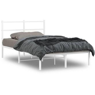 vidaXL Cadre de lit m&eacute;tal avec t&ecirc;te de lit blanc 120x190 cm