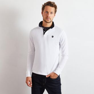 Eden Park Polo Blanc En Coton Avec Col Contrast&eacute; Old Ref Pp