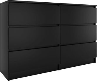 Topeshop MILAN - Commode de chambre large 6 tiroirs - 30x120x77cm - Style scandinave - Meuble de rangementent - Chiffonier