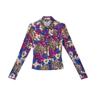 Just Cavalli Camicia Flowers Leopard - - Blouses & Shirts - Damen - Mehrfarbig - S