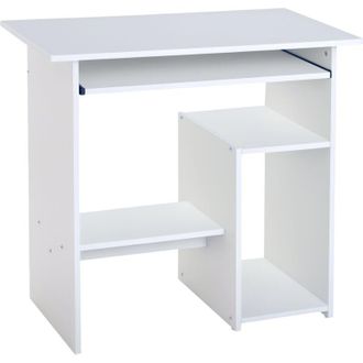 HOMCOM Bureau dordinateur - HOMCOM - plateau pour clavier et support de moniteur - panneau de particules - 80 x 45 x 75 cm - blanc