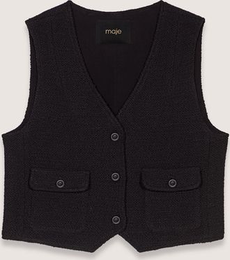 Maje Tweed-blazer - Schwarz - Gr&ouml;&szlig;e 38 - Maje