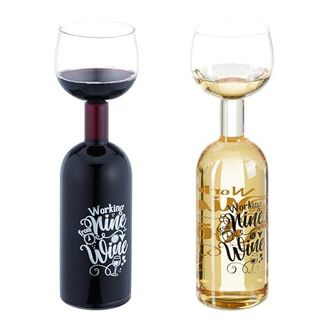 Relaxdays Weinflasche Glas, XL Weinglas mit Spruch, Fun Geschenk f&uuml;r Weinliebhaber, Weinflaschenglas 750 ml, transparent