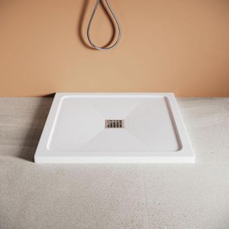 Sonni Duschwanne Eingebettete Duschplatte smc Anti Rutsch Quick Drainage Design, Quadratische 900x900 mm, mit Ablaufgarnitur - Sonni
