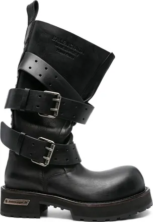 Balenciaga Venom Buckle-strap Leather Boots