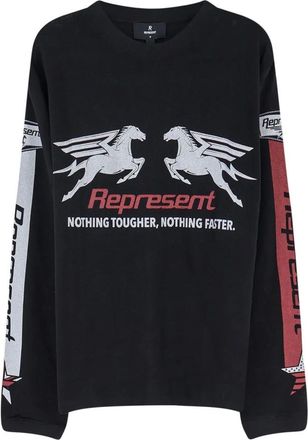 Represent Represent, Homme, Tops, Noir, Taille: L T-shirt &agrave; manches longues en maille Pegasus