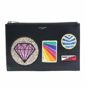 Saint Laurent unisex, Pre-owned, Noir, Taille: ONE Size Pre-owned Cuir sacs-saint-laurent