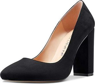 Castamere Escarpins Femme Mode Bout Ronde Bloc Talons Hauts 10CM High Heels Noir Suède Chaussures EU 43