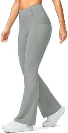 Generic Pantalon de yoga pour femme - Pantalon long &eacute;vas&eacute; pour femme - &Eacute;l&eacute;gant - Taille haute - Contr&ocirc;le du ventre - Pantalon de yoga - Pantalon de yoga - Pan