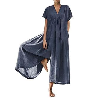 Generic IQYU Combinaison sans manches pour femme - Pantalon 1 pi&egrave;ce - Pantalon d&eacute;t&eacute; - Barboteuse courte - Col en V - Salopette pour femme - Pantalon de travai