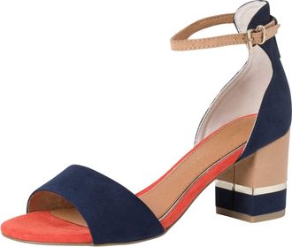 Marco Tozzi Damen Sandalen mit Absatz mit Verstellbarem Riemen Vegan, Blau (Navy Comb), 39 EU