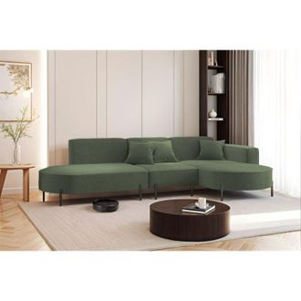 Fun M&ouml;bel Ecksofa Designersofa valencia in Stoff Quelle Gr&uuml;n Ottomane Rechts