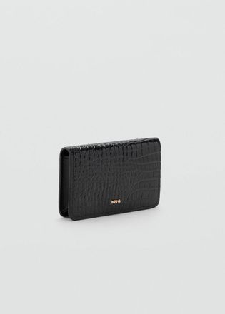 Mango Portefeuille moyen effet croco noir - Femme - Taille unique - MANGO