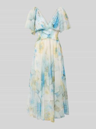 Lace & Beads Knielanges Cocktailkleid mit V-Ausschnitt